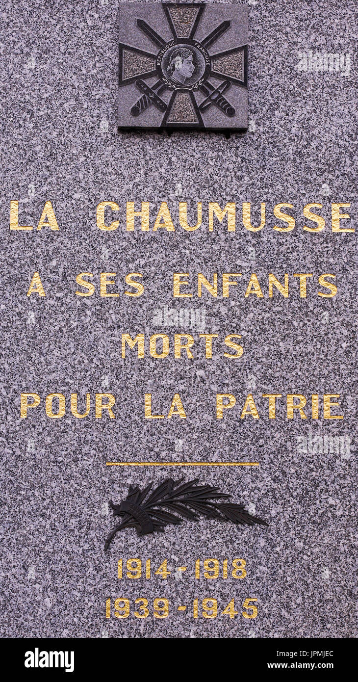 World War One memorial at La Chaumusse village, Jura, France Stock ...