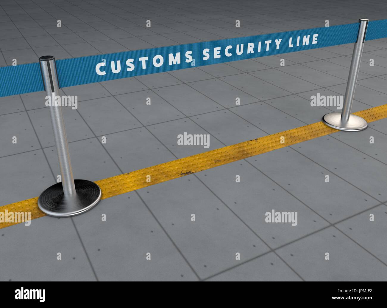 Airport security line, passenger traffic management. Feeding lines ...