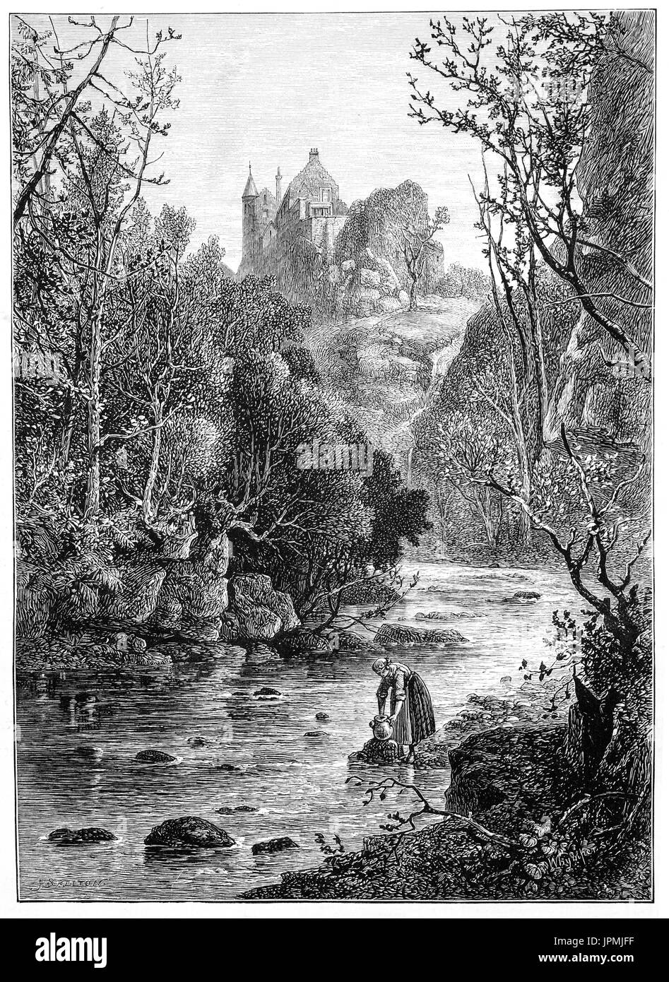 1870: Hawthornden Castle is located on the River North Esk. The castle ...