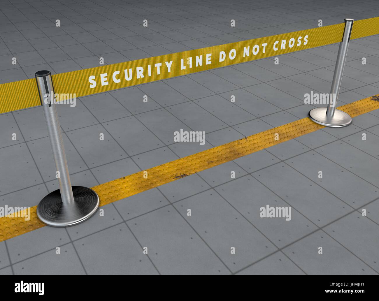 Airport security line, passenger traffic management. Feeding lines ...