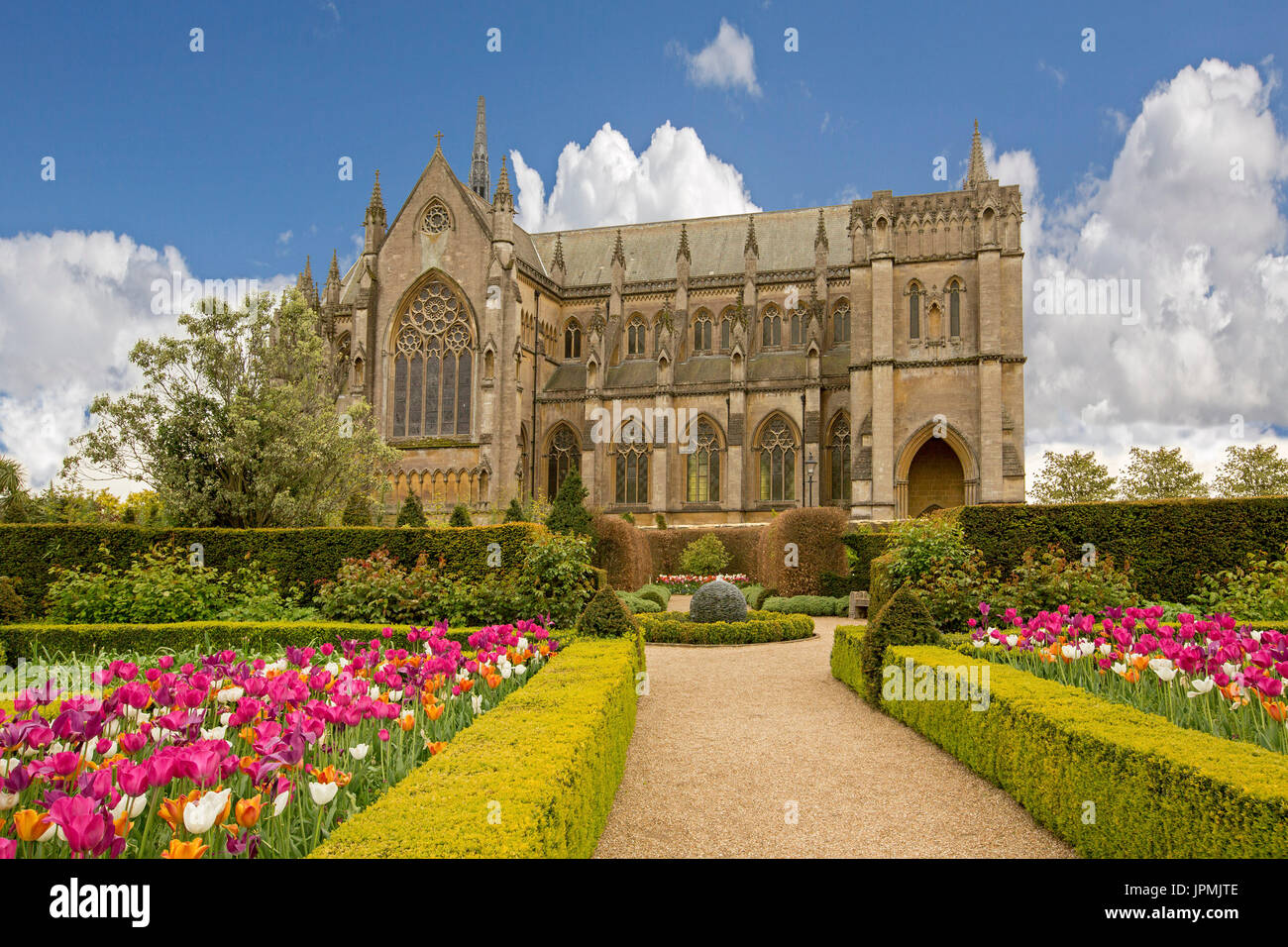Imposing Gothic style Arundel cathedral with spectacular gardens ...