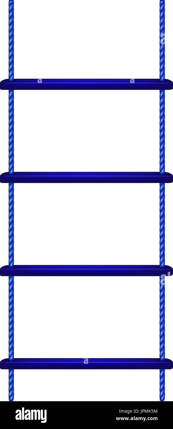 Wooden rope ladder in blue design on white background Stock Vector ...