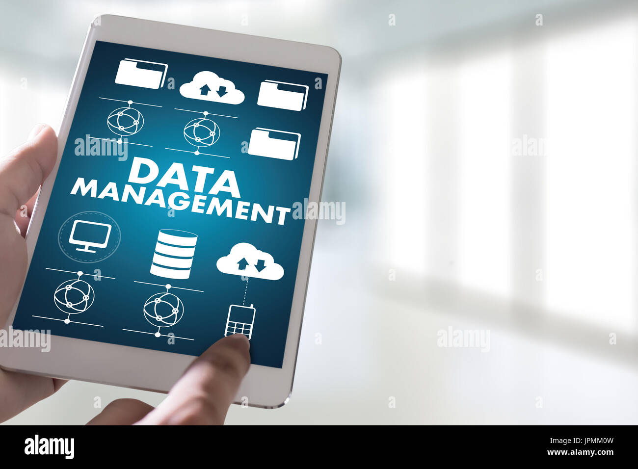DATA MANAGEMENT File Database Cloud Network technology concept Stock ...