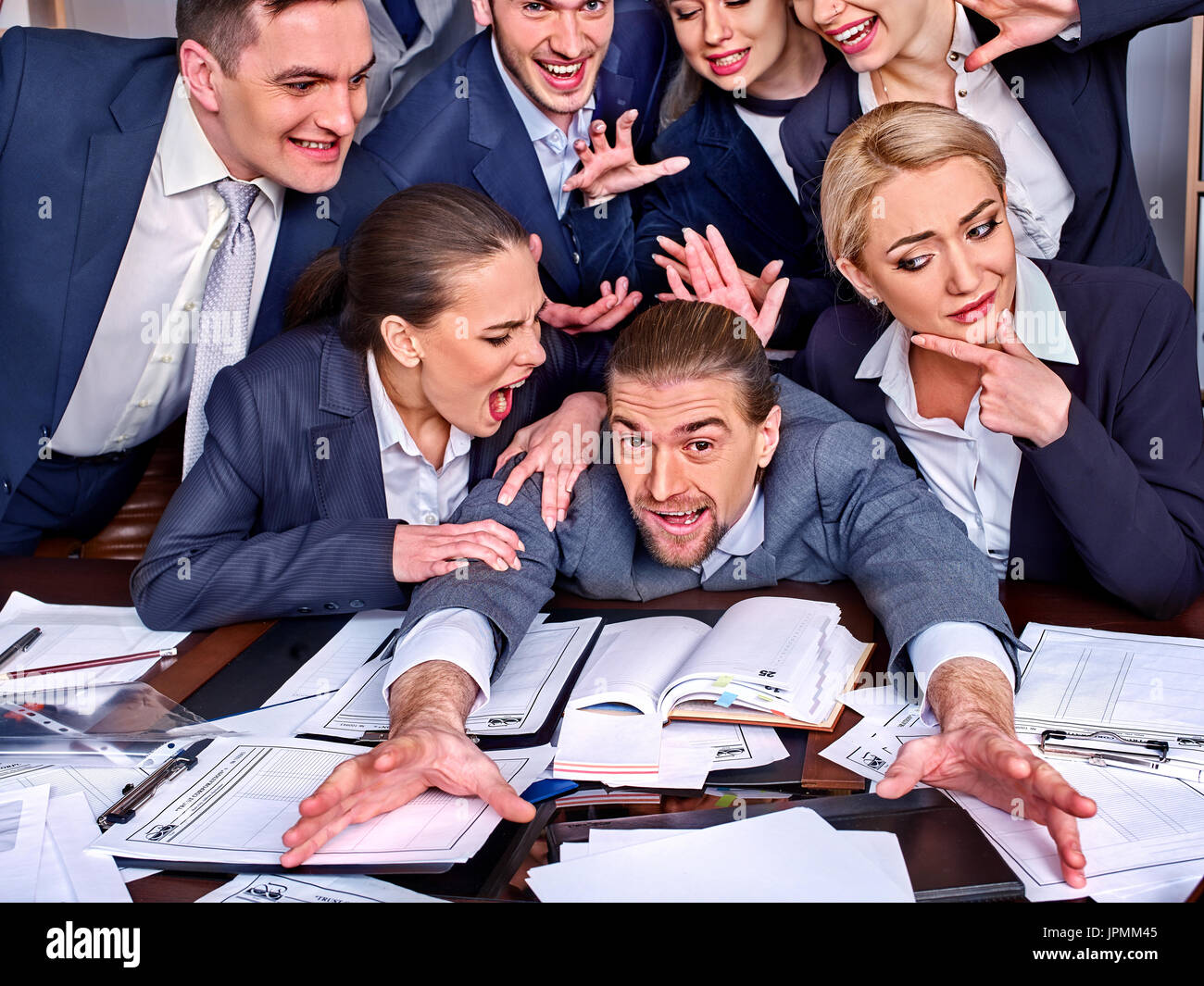 Business people office. Team people are unhappy with their leader Stock ...