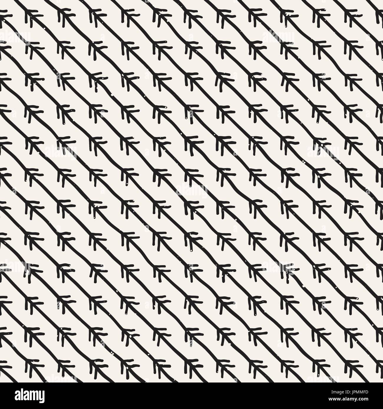 Hand drawn black and white ink abstract seamless pattern. Vector ...