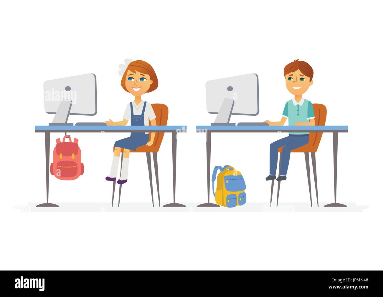 Computer studies - junior school children at the PCs Stock Vector Image ...