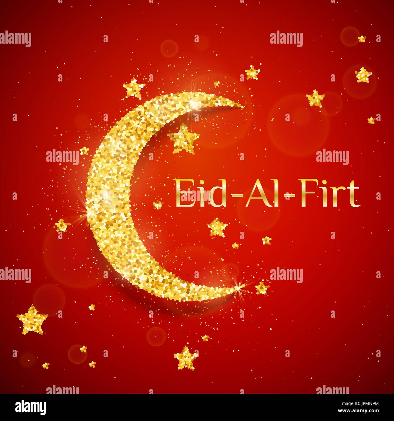 Vector Eid Al Firt background with sparkling glitter golden textured ...