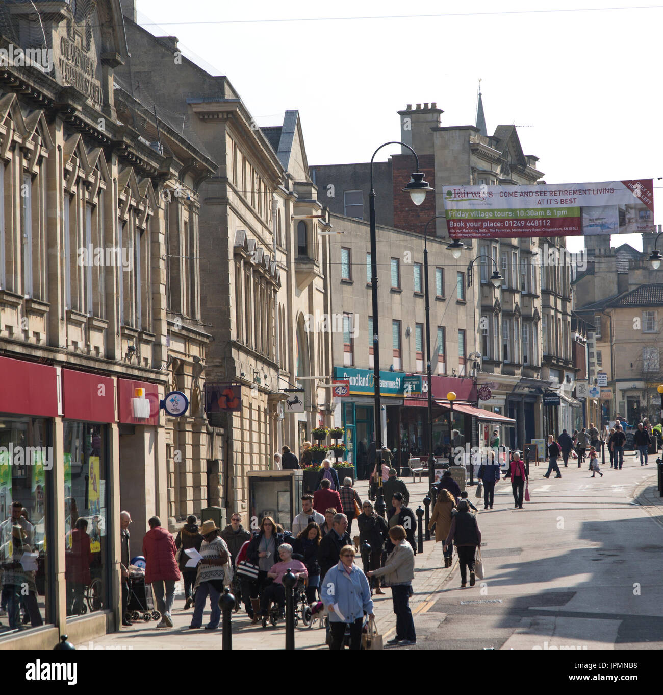 Shops in town centre of Chippenham, Wiltshire, England, UK Stock Photo ...