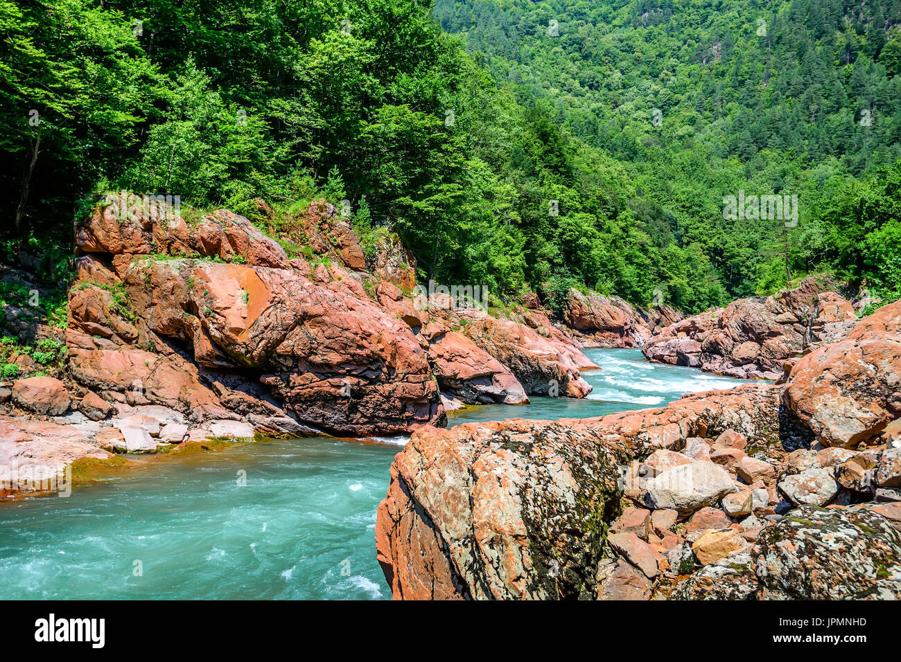 Summer landscape with mountain river Stock Photo - Alamy