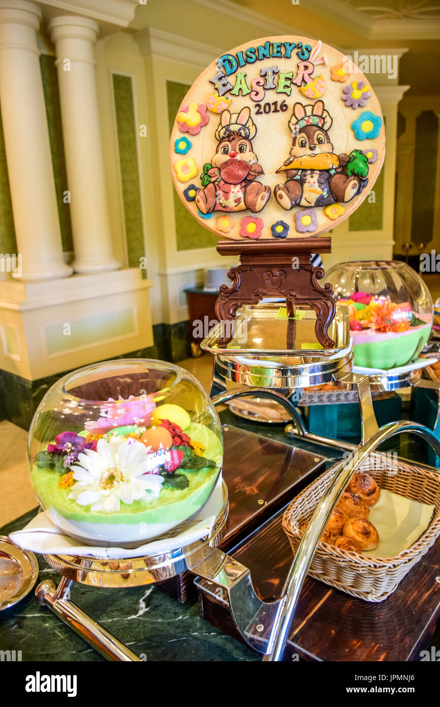 Buffet line serving in restaurant inside Tokyo Disneyland Hotel during ...