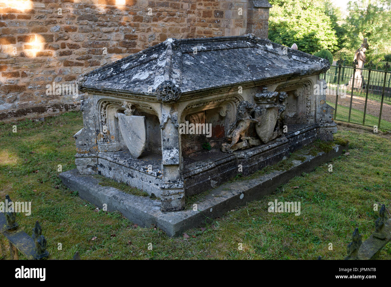 A tomb in St. Denys churchyard, Kelmarsh, Northamptonshire, England, UK ...