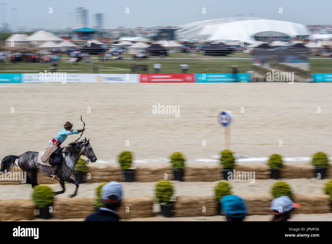 Unidentified medieval archer in costumes of ancient Turkish troops and ...