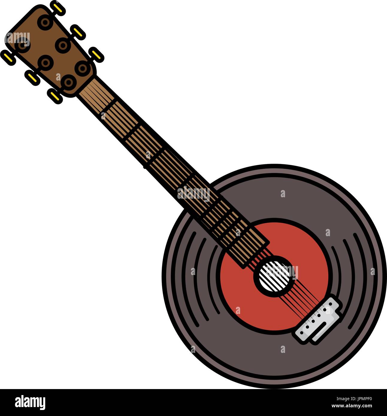 Guitar and vinyl music instrument icon vector illustration graphic ...