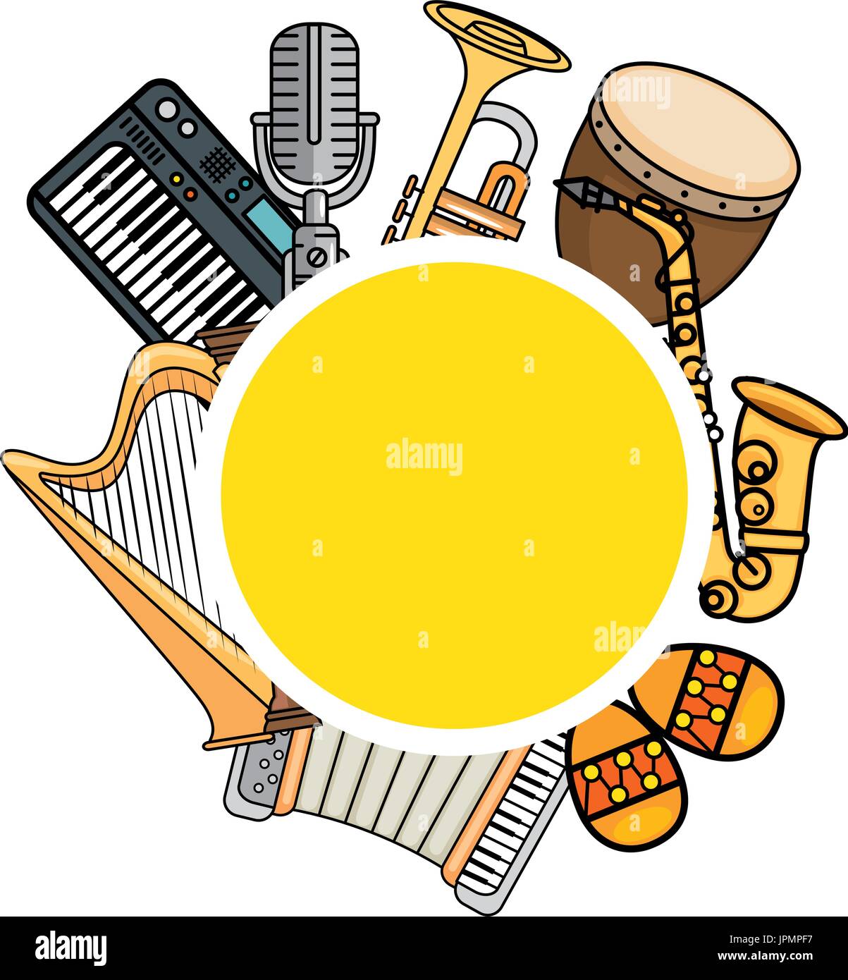 Music instrument emblem label icon vector illustration graphic design ...