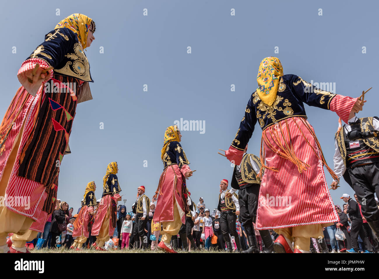 Unidentified people playing traditional folklore with their ethnic ...