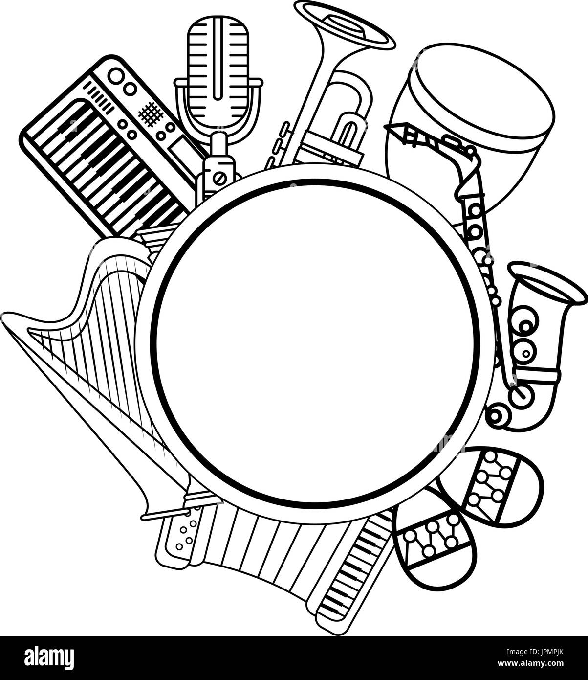 Music instrument emblem label icon vector illustration graphic design ...