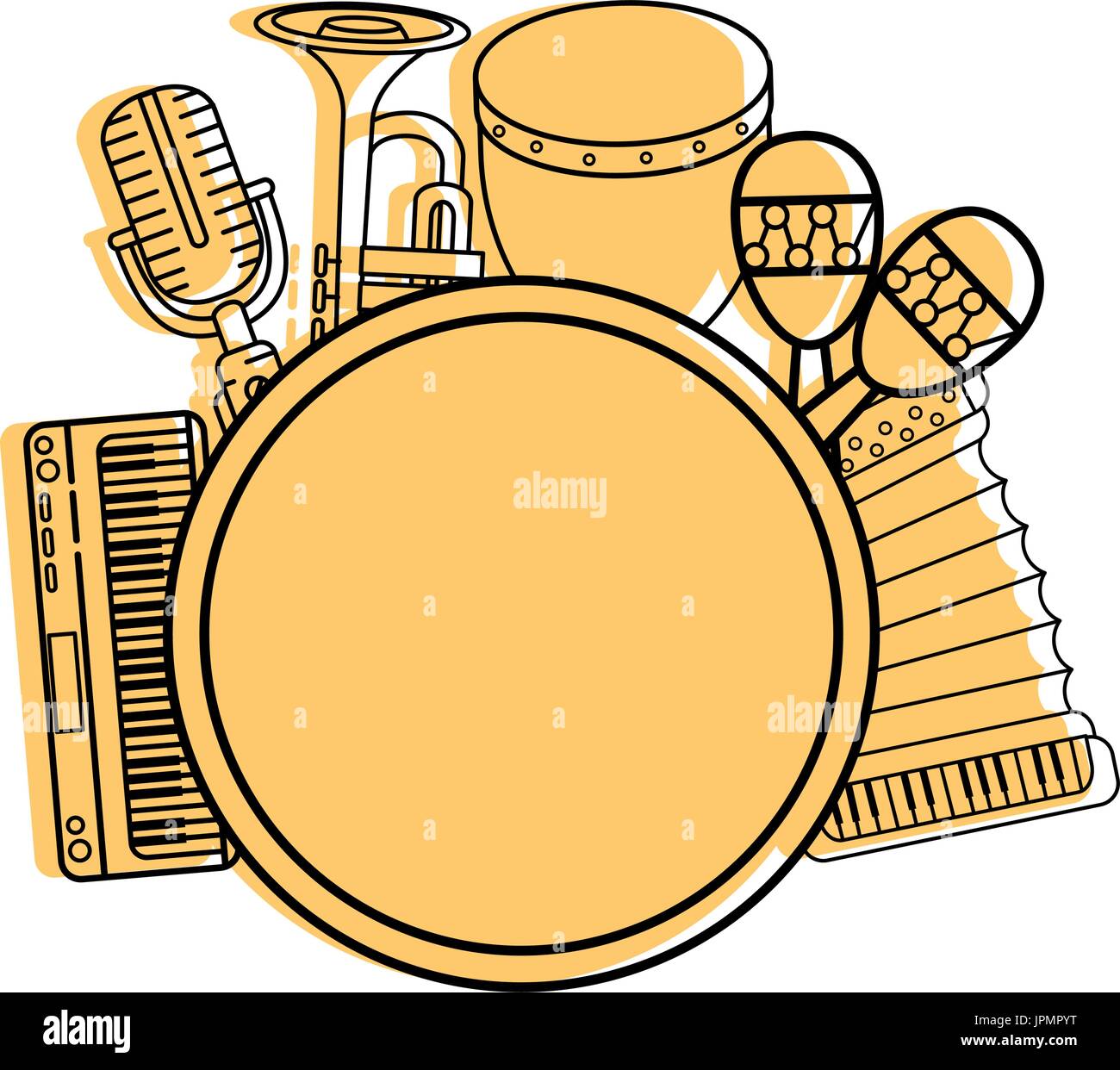 Music instrument emblem label icon vector illustration graphic design ...