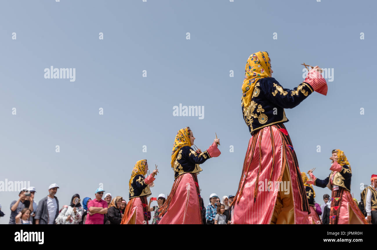 Unidentified people playing traditional folklore with their ethnic ...