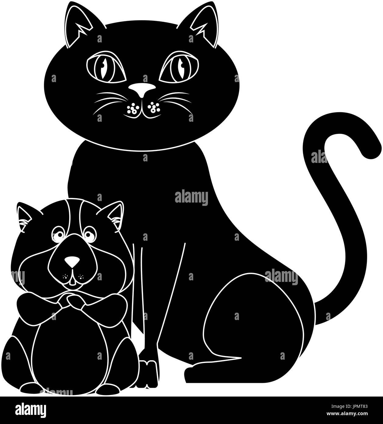 cartoon squirrel and cat icon white background graphic design vector ...