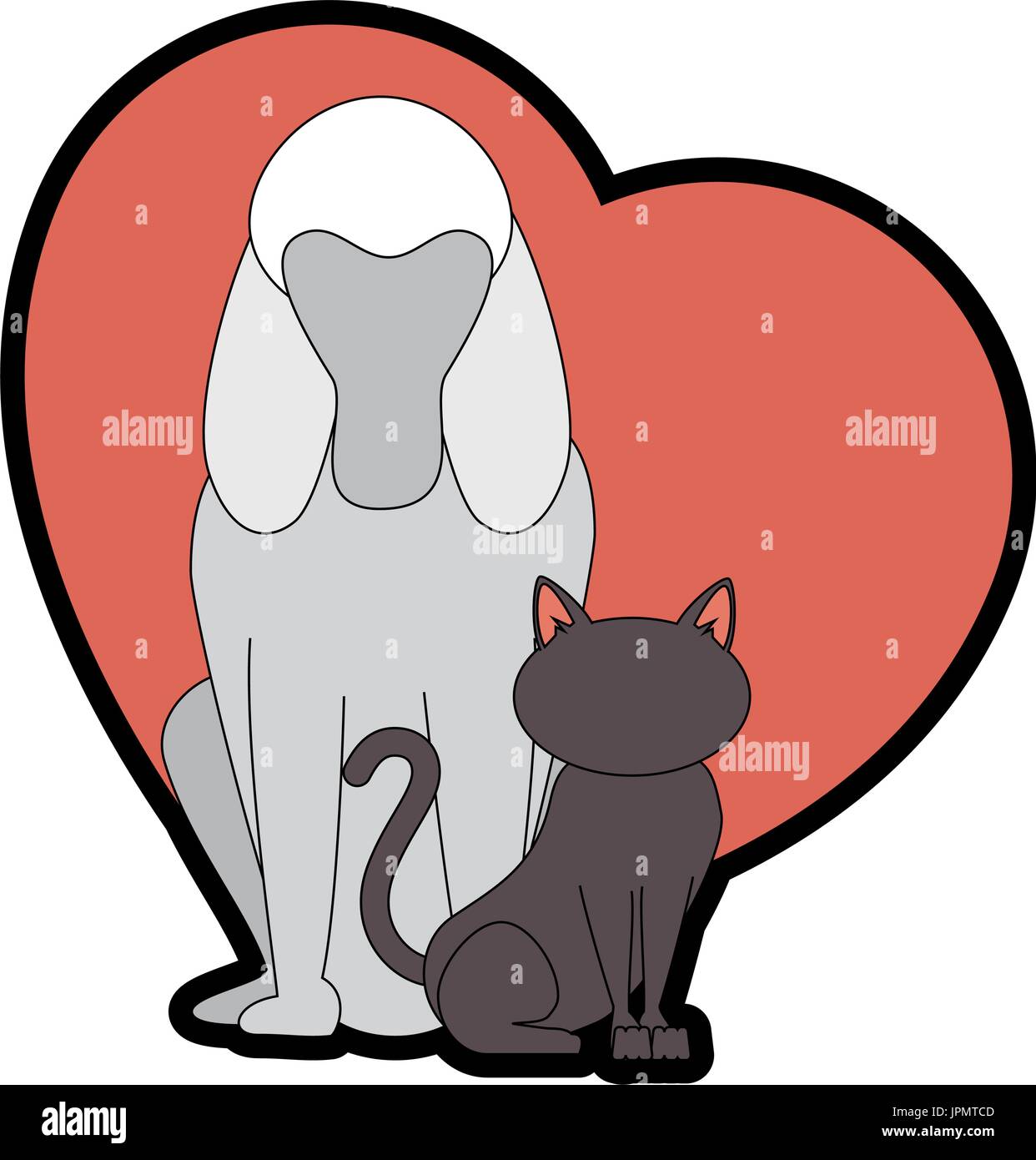 heart with dog and cat icon over white background vector illustration ...