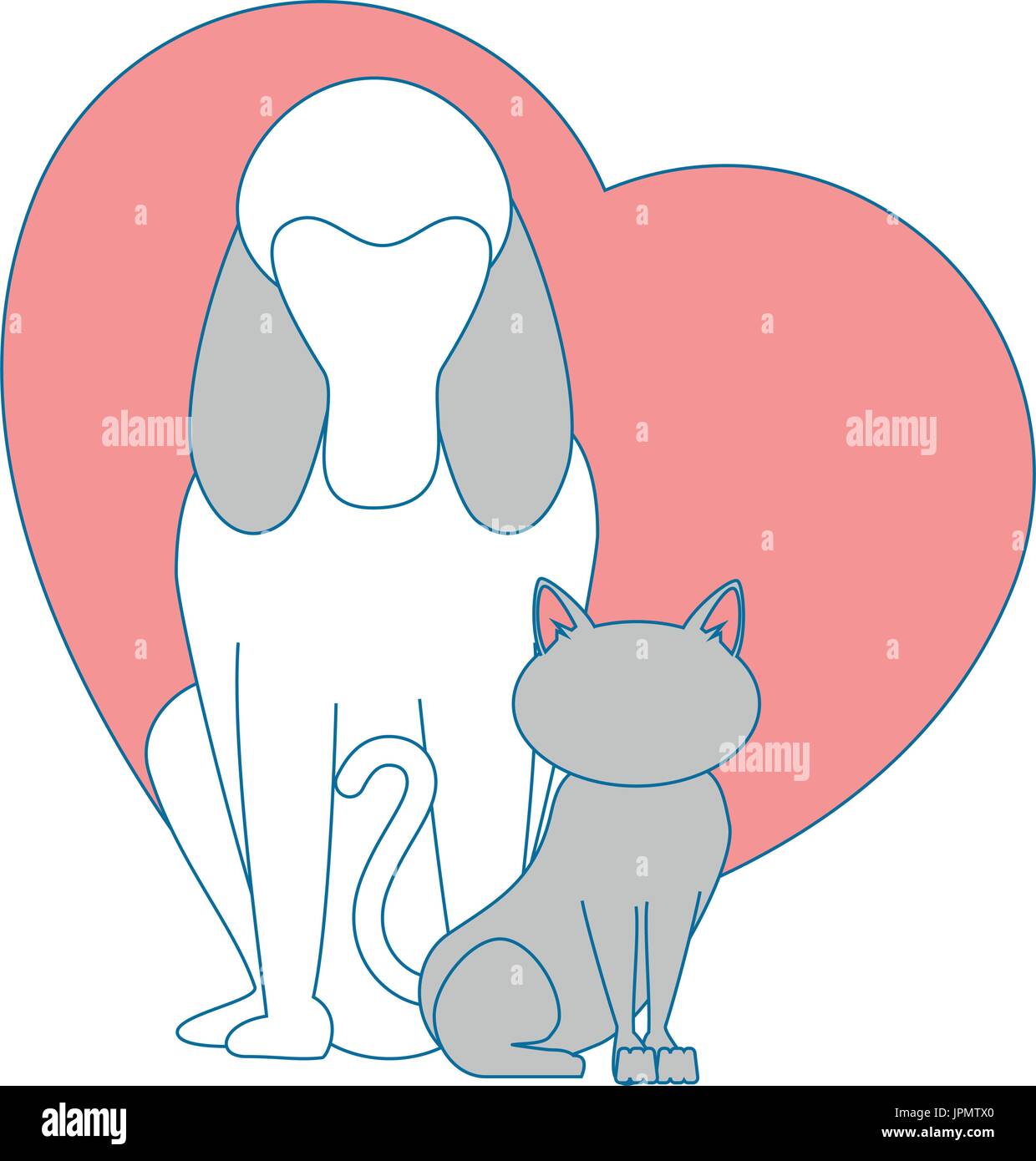 heart with dog and cat icon over white background colorful design ...