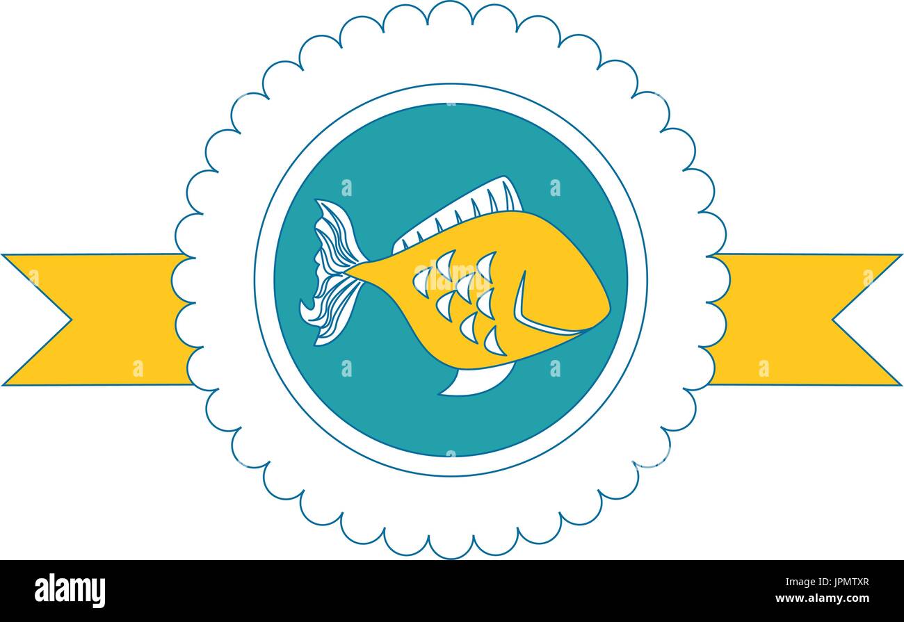 seal stamp with fish icon over white background vector illustration ...