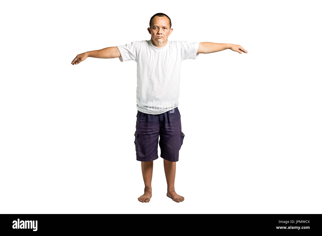 Man on white background raise arm hi-res stock photography and images ...