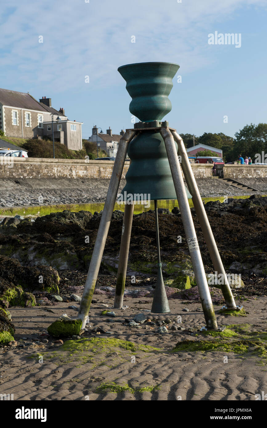 The Time and Tide Bell (St Patrick's Bell) on the beach in Cemaes Bay ...