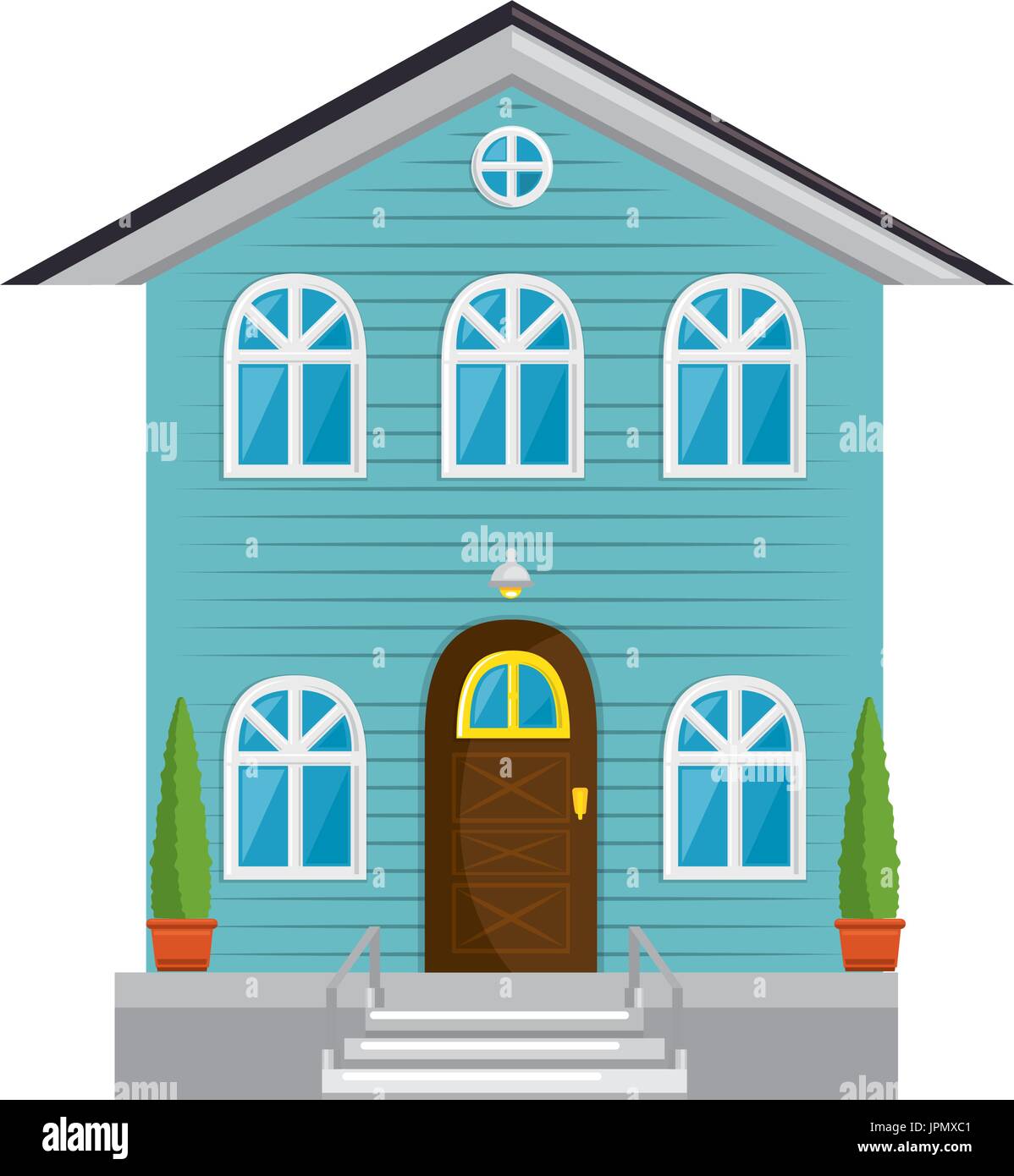 modern house icon over white background colorful design vector ...