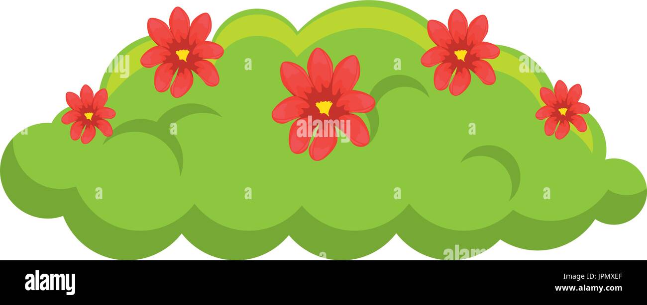 bush with flowers icon over white background colorful design vector ...