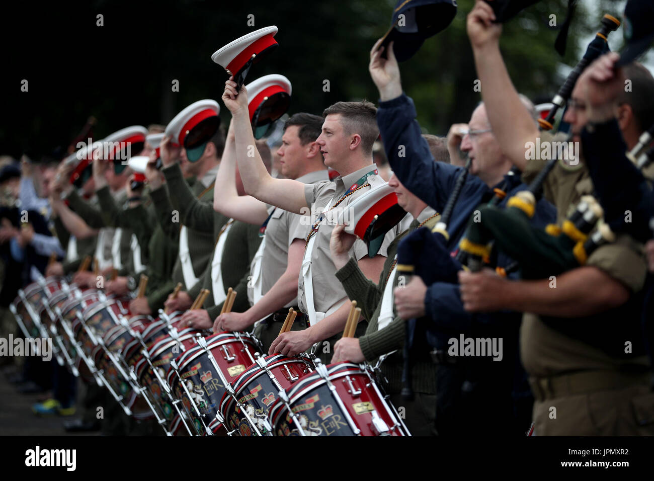 Members of the UK massed military bands during the rehearsal for The ... Members of the UK massed military bands during the rehearsal for The ...