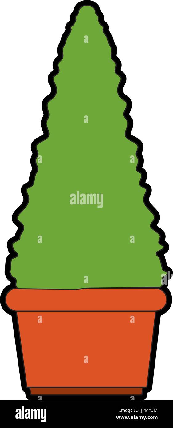 bush in a pot icon over white background colorful design vector ...