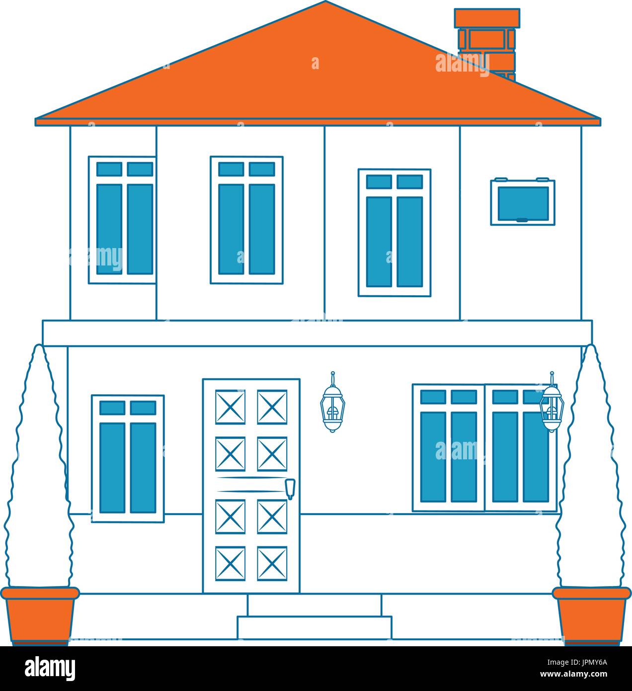 modern house icon over white background colorful design vector ...