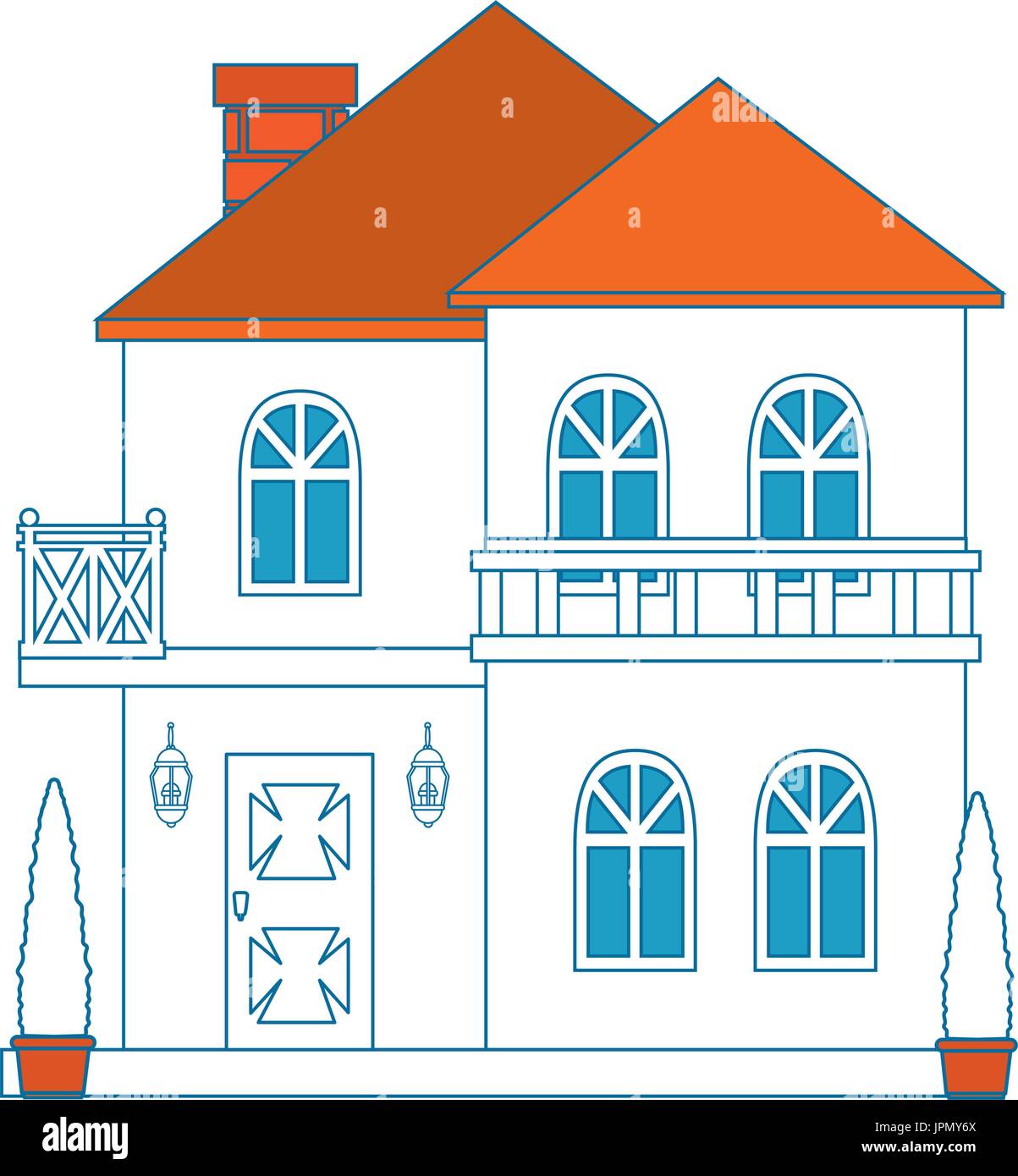 modern house icon over white background colorful design vector ...