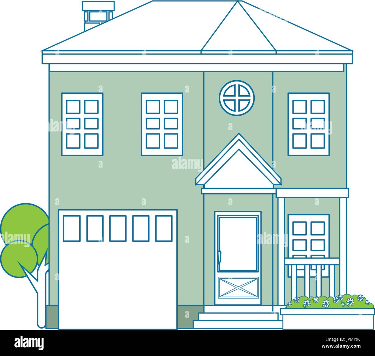 modern house icon over white background colorful design vector ...