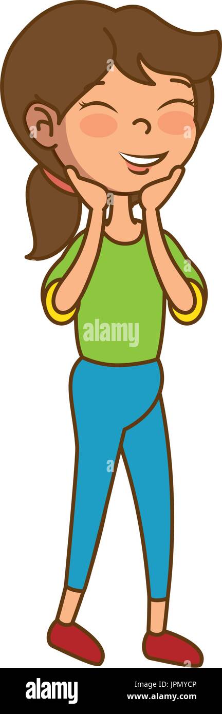 cartoon girl icon over white background colorful design vector ...