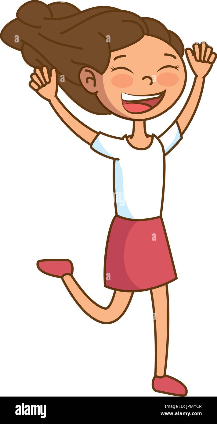 cartoon girl icon over white background colorful design vector ...