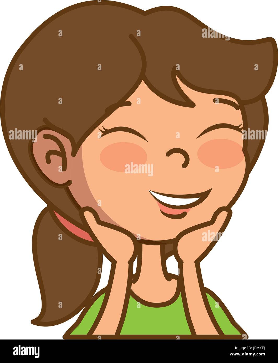 cartoon girl icon over white background colorful design vector ...