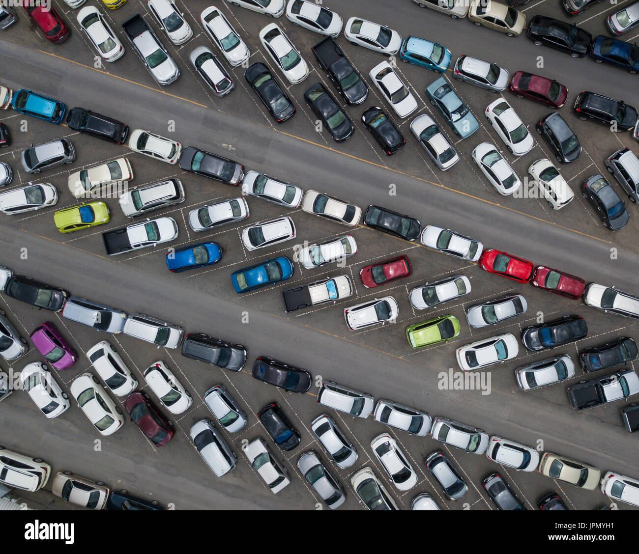 Aerial view of parked cars Stock Photo - Alamy