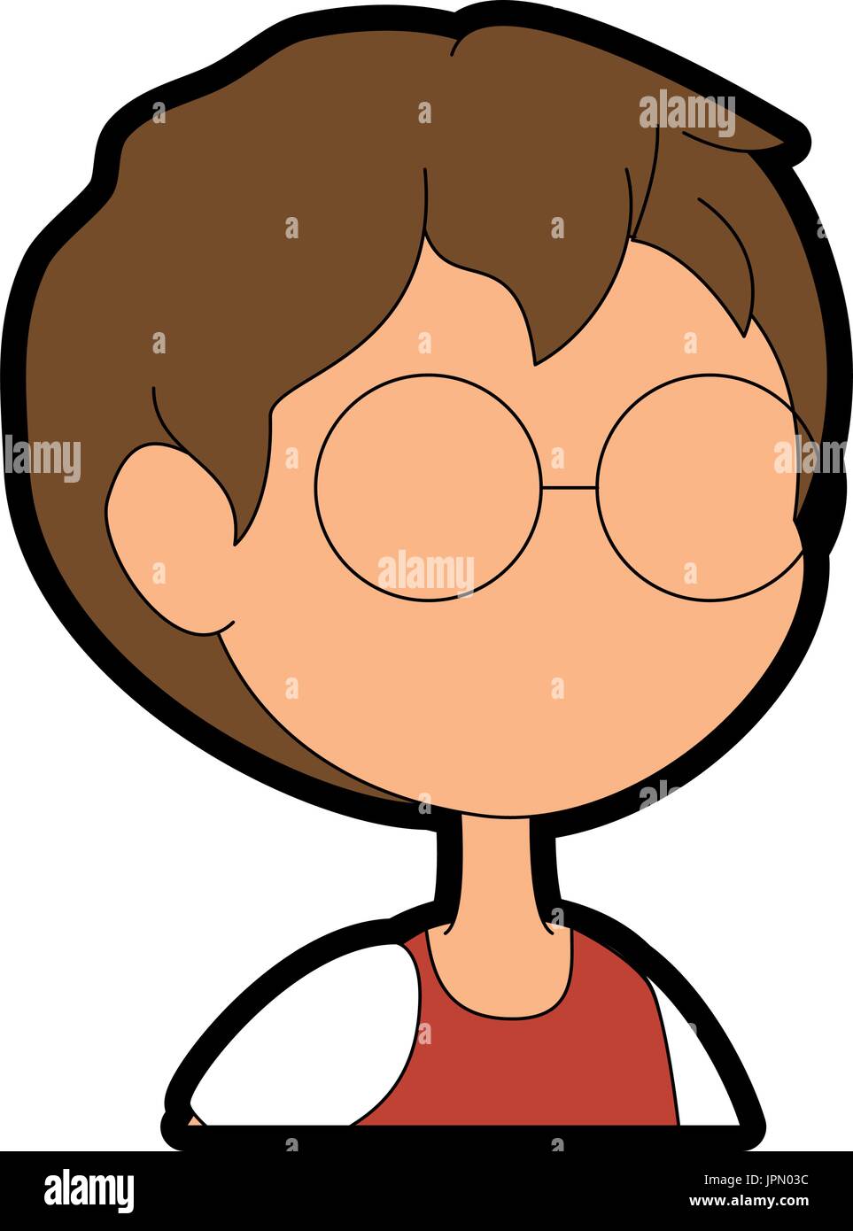 boy with glasses icon over white background colorful design vector ...