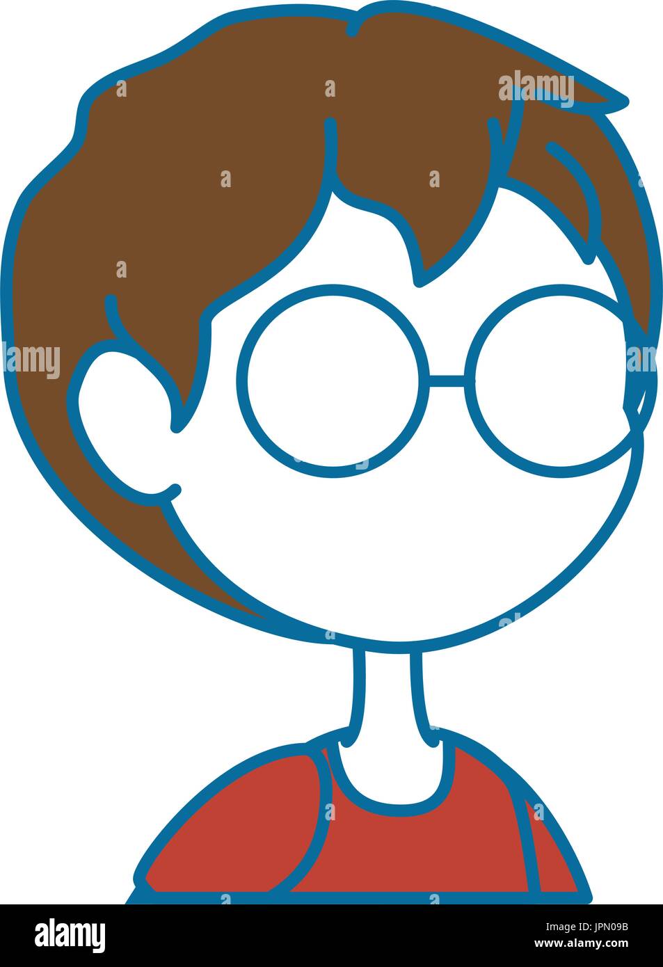 boy with glasses icon over white background colorful design vector ...