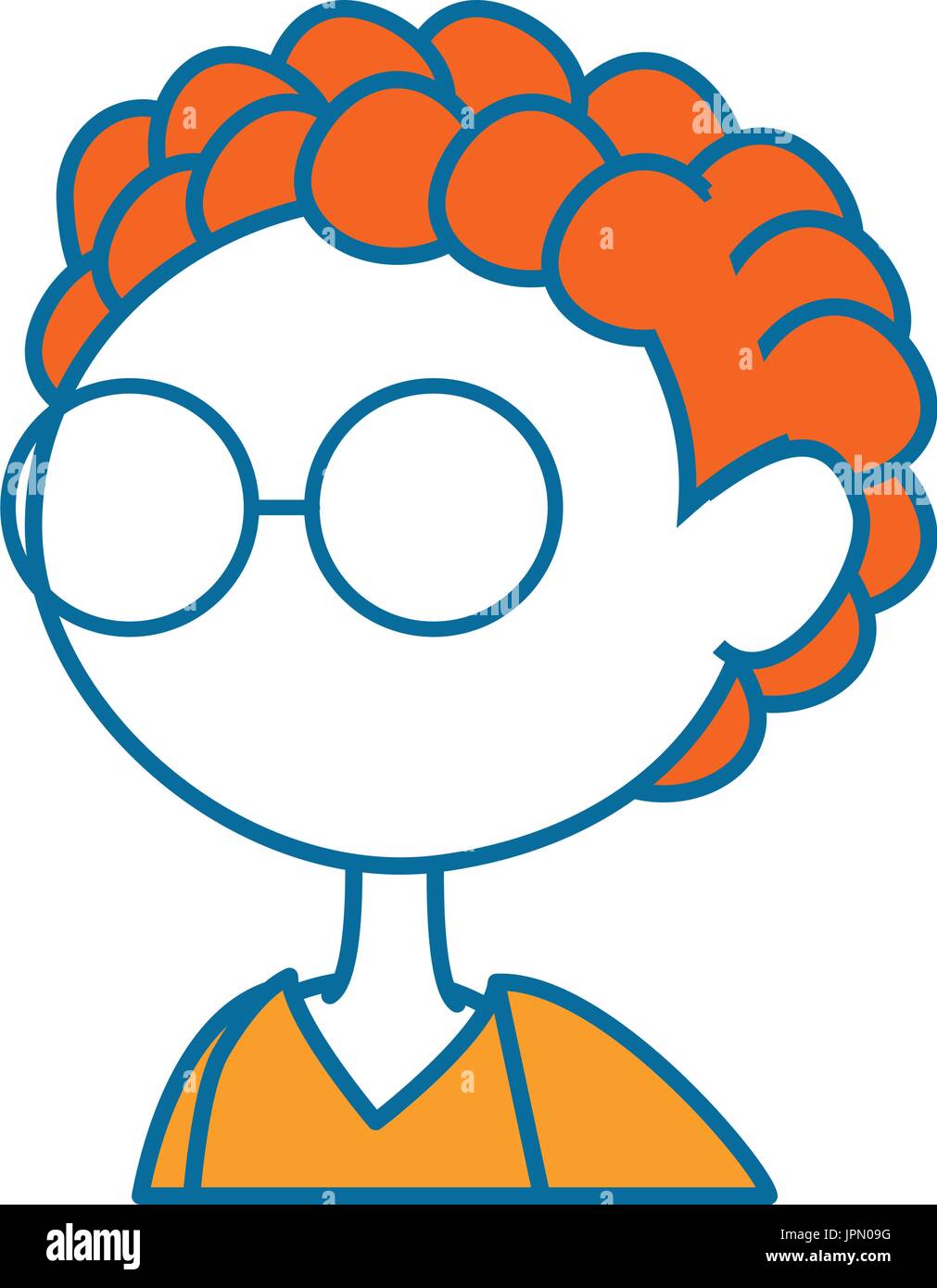 boy with glasses icon over white background colorful design vector ...