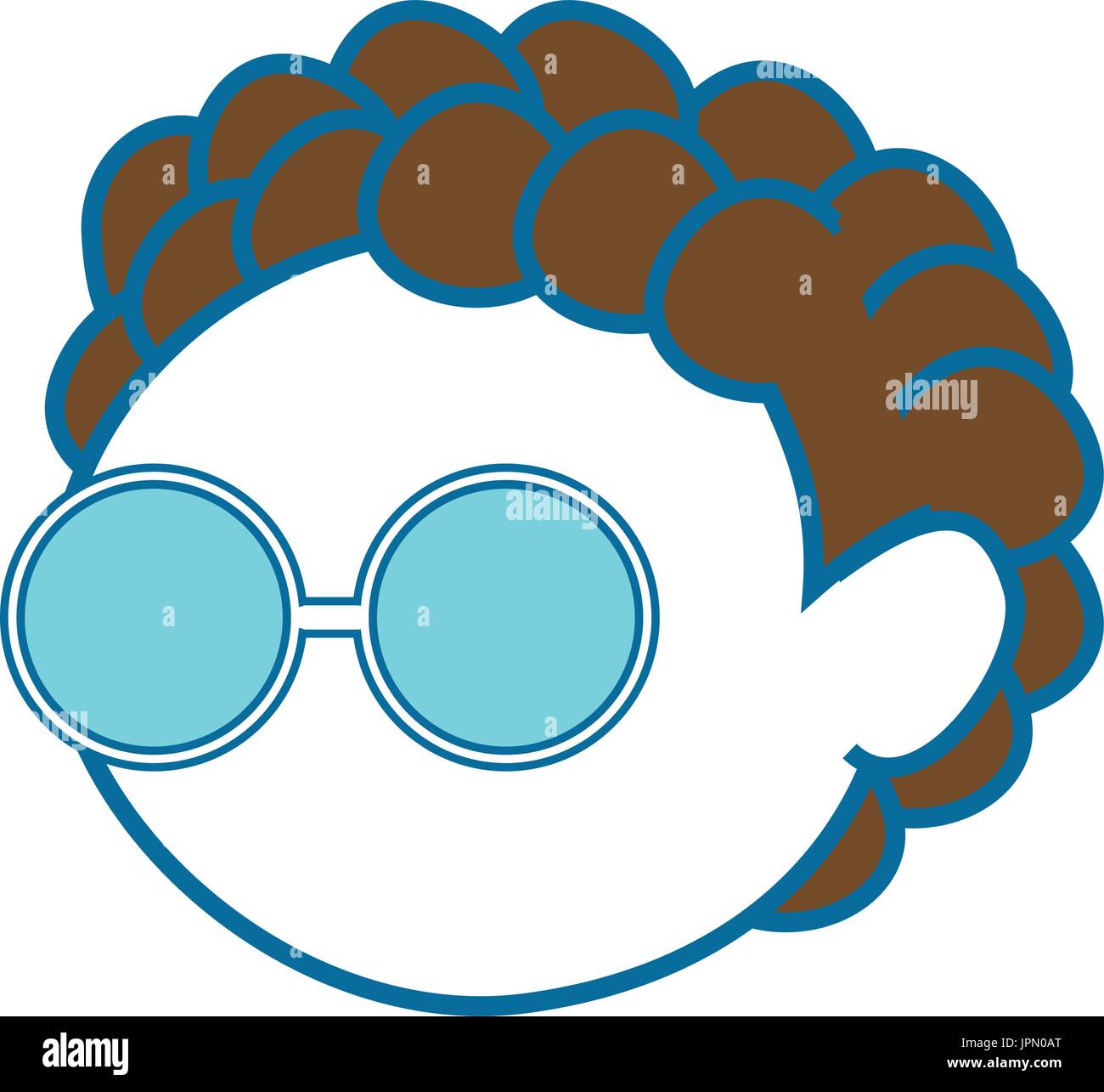 boy with glasses icon over white background colorful design vector ...