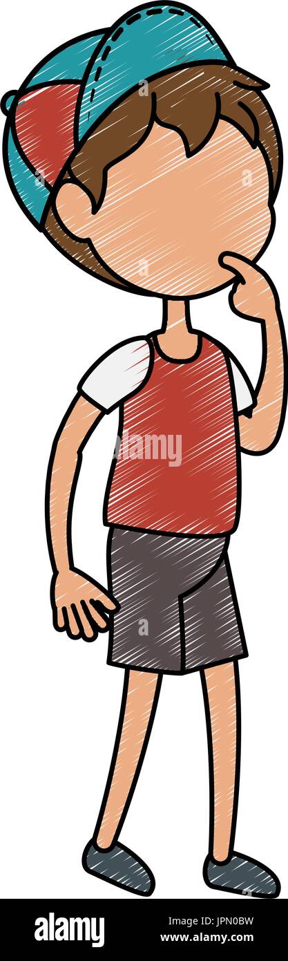 boy wearing a cap icon over white background colorful design vector ...