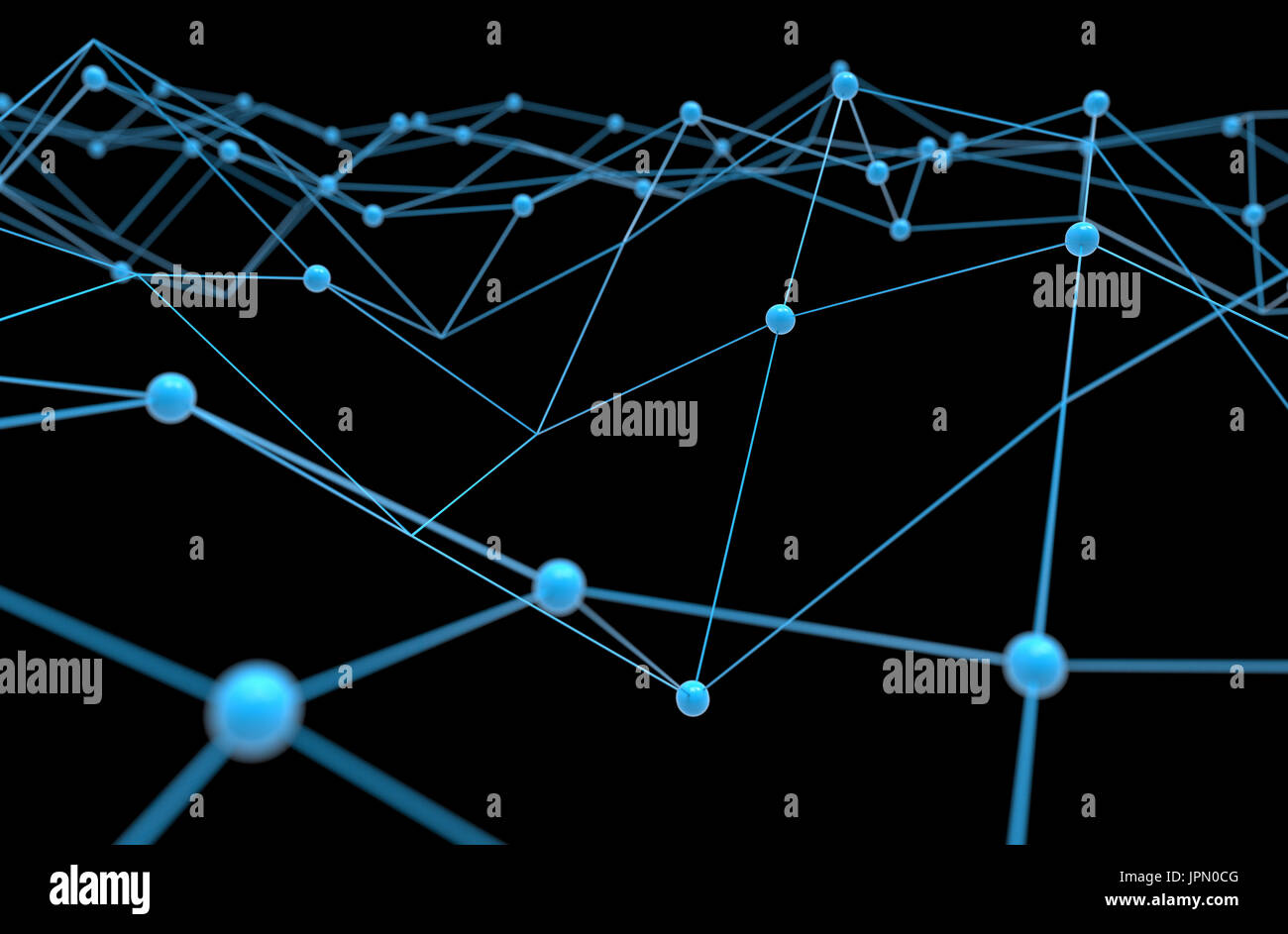 Blockchain Network Machine Learning Deep Learning And Neural Networks Concept Blue