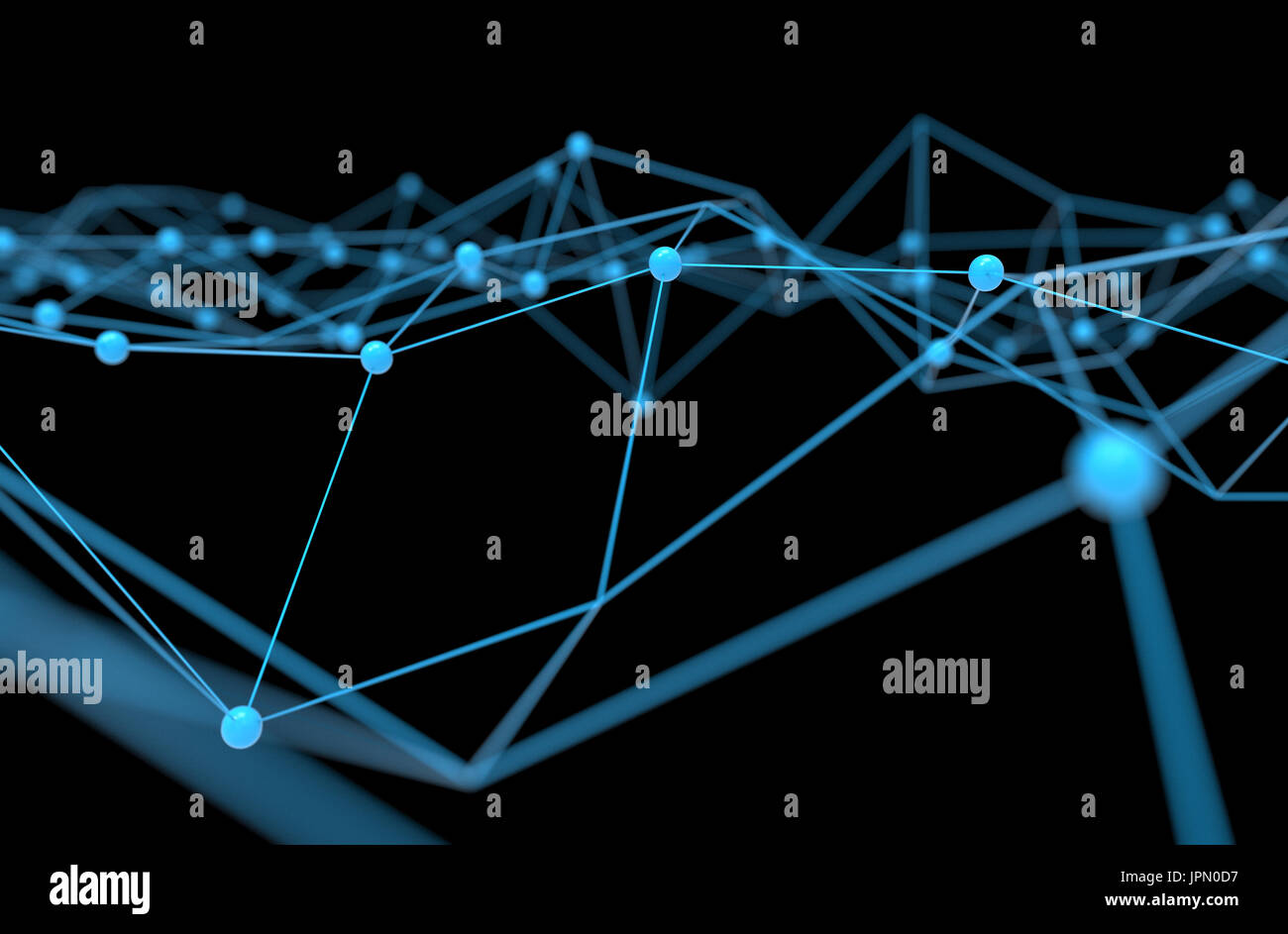 Blockchain Network Machine Learning Deep Learning And Neural Networks Concept Blue