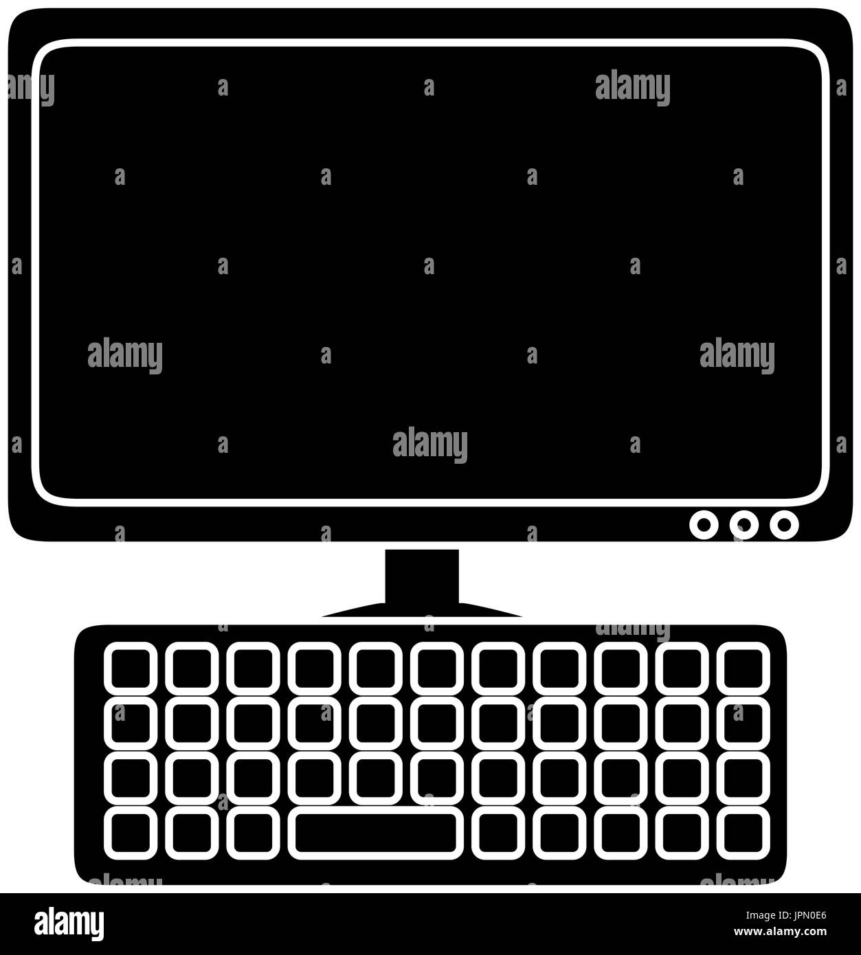 computer and keyboard icon over white background vector illustration ...
