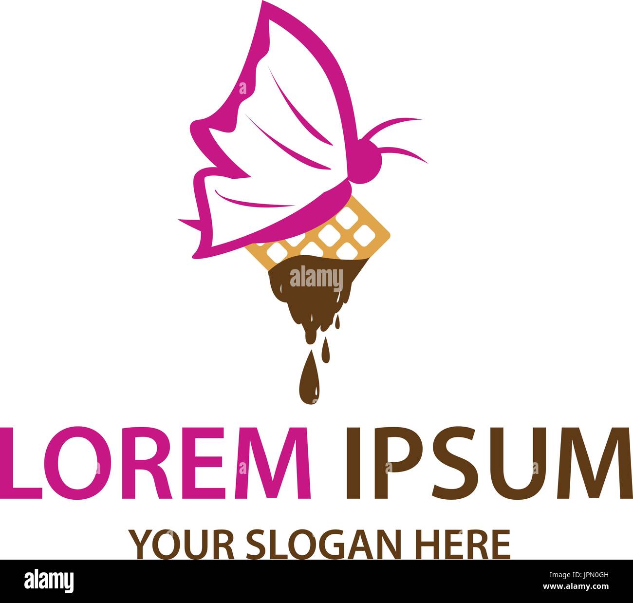 abstract butterfly holds a waffle with chocolates, logo design ...