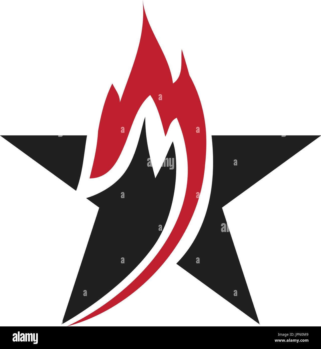 flame within a star, logo design, isolated on white background Stock ...