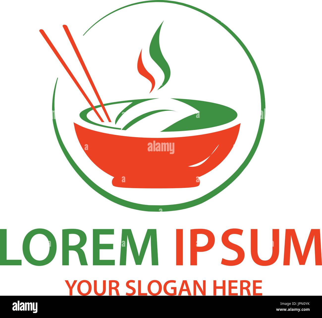 bowl with leaf and food sticks, logo design, isolated on white ...